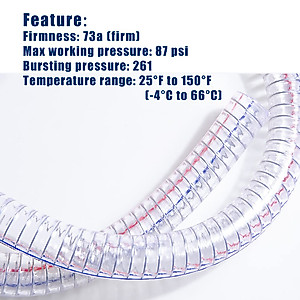 QuQuyi 3/4 Inch ID x 1 Inch OD Heavy-Duty Steel Wire Suction PVC Flexible Tubing High Pressure UV Chemical Resistant Thick Vinyl Hose Tube, 3.3 FT