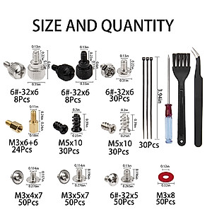 Rrina 363Pcs Computer Screw Standoffs Assortment Kit for 2.5in SSD Hard Drive Computer Case Motherboard Fan Power Graphics