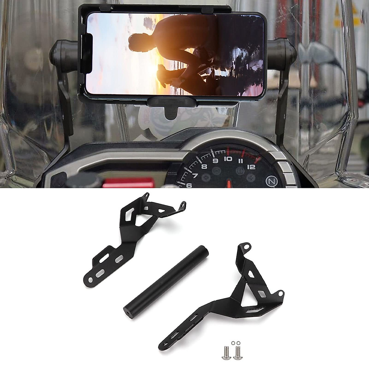 Akozon Motorcycle Phone Holder, Aluminum Mount GPS Stand Bar Replacement Fit for Triumph Tiger 800 XCX XRX 2015 2017