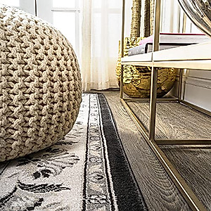 JONATHAN Y MDP505D-8 Cherie French Cottage 8 ft. x 10 ft. Area Rug, Vintage, Bohemian, Transitional, Traditional, Office, Living Room, Family Room, Dining Room, Bedroom, Black/Cream