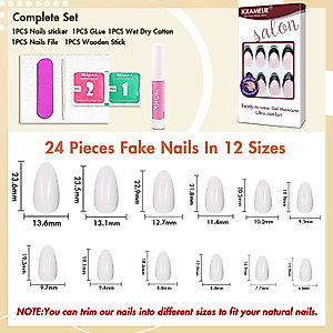 KXAMELIE 384 Pieces Medium Square Press on Nails Colorful Coffin Fake Nails Full Cover Artificial False Nails Tips Kit for Art Salon DIY Nail Gifts for Women Girls,16 Sheets