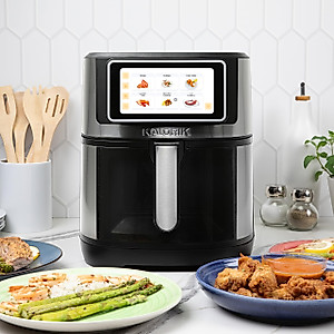 Kalorik VIVID TOUCH 7 Quart High-Resolution Touchscreen Air Fryer with Window, Stainless-Steel