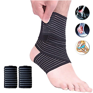 Ankle Brace Bandage, Elastic Breathable Compression Wrap Ankle Support Sleeves, Adjustable Ankle Support Brace Sleeve for Arthritis Reduce Swelling Basketball Sports Joint Pain Injury Recovery, 2 Pack