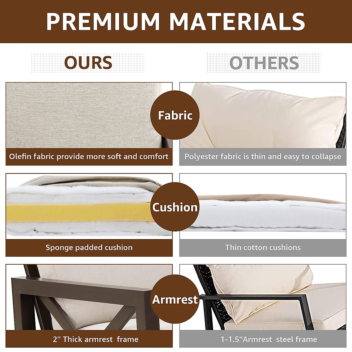 NATURAL EXPRESSIONS Patio Furniture Sets, 4 Pieces Outdoor Furniture Modern Metal Patio Sectional Sofa Conversation Set,2 Motion Rocking Chairs,6.5" Olefin Cushions for Yard,Porch,Poolside