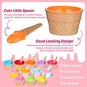 Didaey 60 Pack Ice Cream Bowls Spoons Set Plastic Ice Cream Cups Cartoon Candy Color Ice Cream Bowls Kit Dessert Sundae Frozen Yogurt Bowls for Kids DIY Baking Summer Holiday Birthday Party Supplies