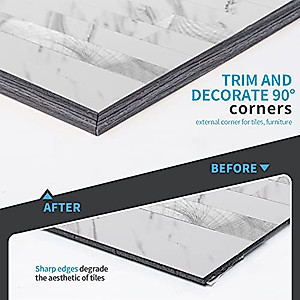 Art3d 20ft Outside Vinyl Corner Trim Peel and Stick for Tile and Wall Edges, Furniture Decoration, Gray Oak