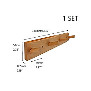 Crapyt Wooden Coat Hanger Peg Hook Wall Mounted Beech Wood Solid Peg Rack for Coat,Clothes,Accessories,...1 Pack Natrual Wood