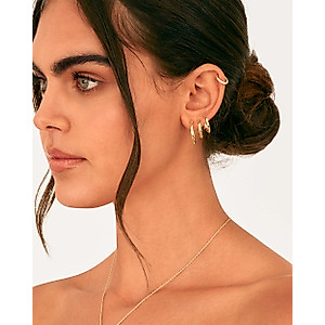 PAVOI Rhodium Plated 925 Sterling Silver Post Hoop Earrings for Women | Thin Small Gold Huggie Hoop Earrings | 3 Pairs Gold Hoop Earring Pack