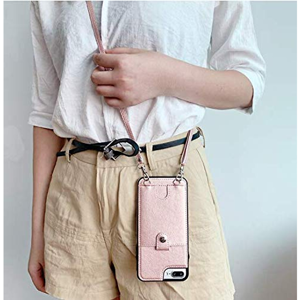 Jaorty PU Leather Wallet Case for iPhone XS Max Necklace Lanyard Case Cover with Card Holder Adjustable Detachable Anti-Lost Neck Strap for Apple iPhone XS Max,Pink