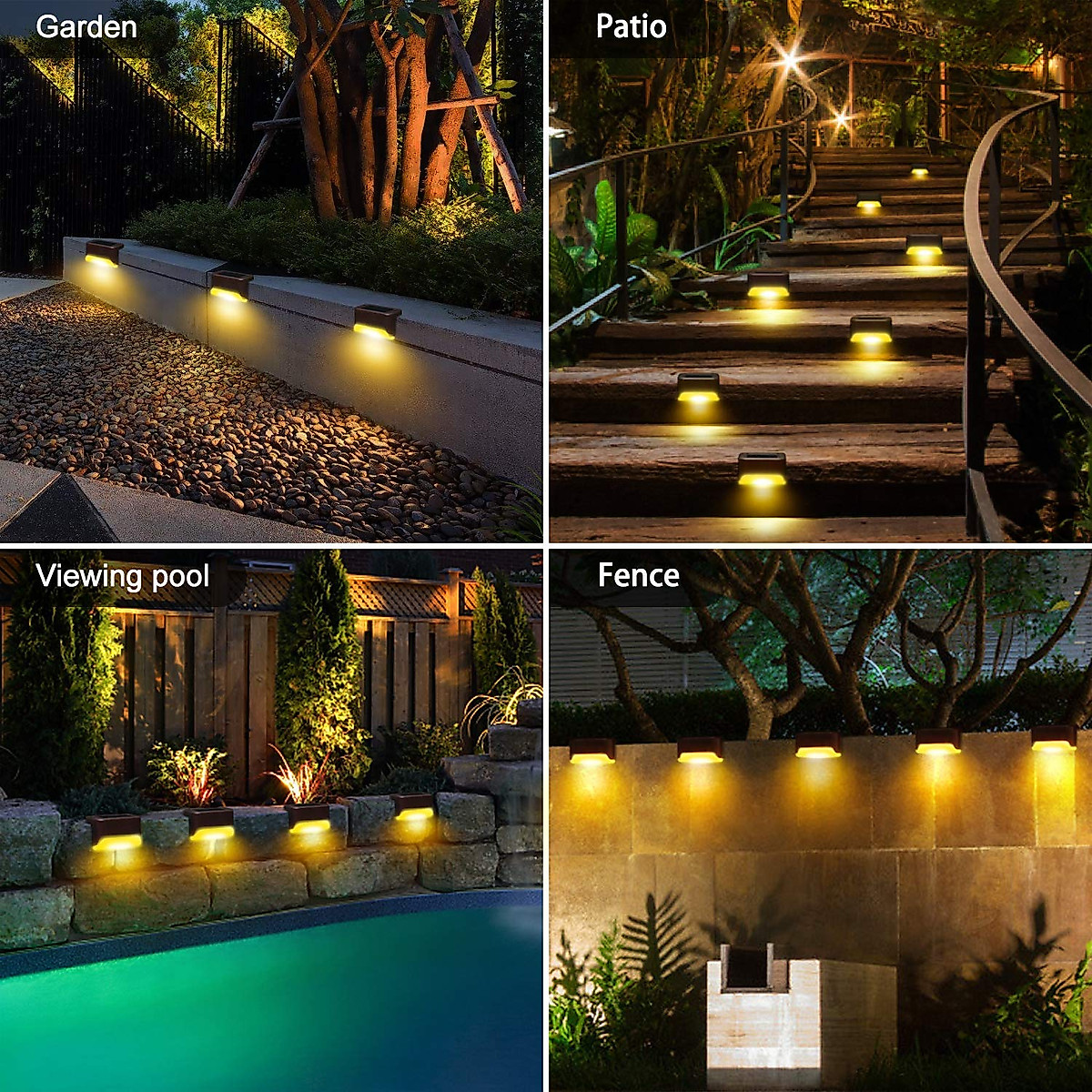 AOYOO Solar Deck Lights Outdoor, 8 Pack Fence Post Solar Lights, Solar Step Lights Outdoor Waterproof for Outdoor Pathway, Yard, Patio, Stairs, Step and Fences (Warm White)
