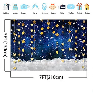 Mocsicka Twinkle Twinkle Little Star Backdrop Navy Blue Galaxy Starry Sky Gold Glitter Little Star Baby Shower Decorations 7x5ft Newborn Baby Children Portrait Photography Background