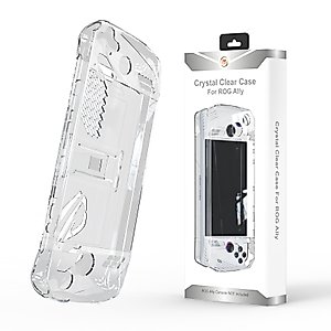 JDDWIN Full Case for ASUS Rog Ally 2023, Protective Handheld Case Skin with Detachable Front Shell Cover and Kickstand for Rog Ally,Shockproof/Non-Slip/Anti-Collision (Clear)