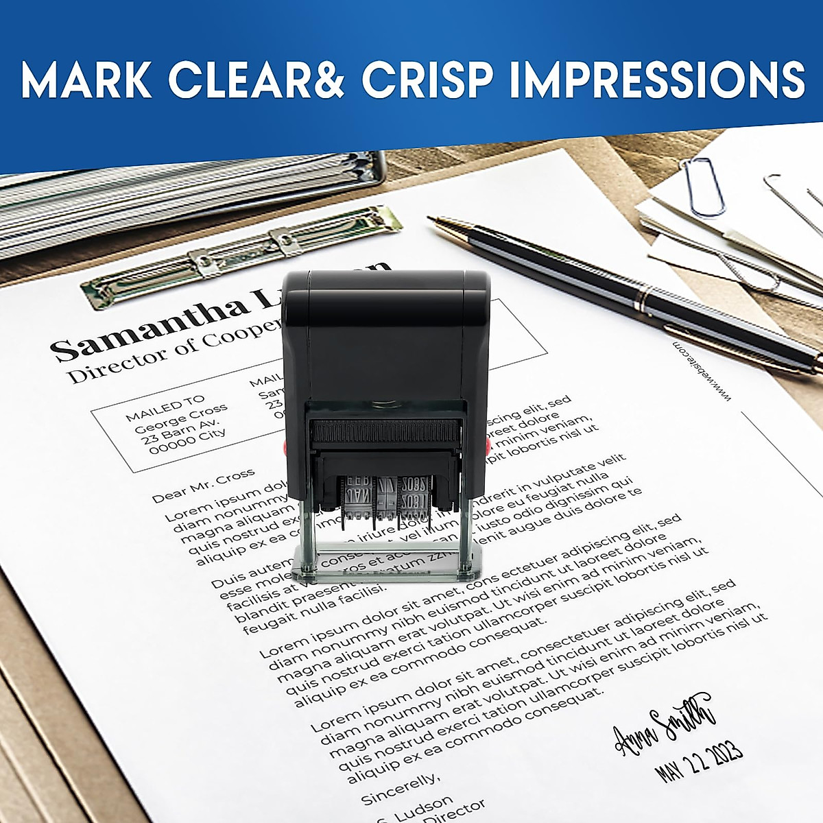 Toplusesse Signature Stamp with Date Personalized Self Inking Date Stamp Custom Paid Phrase & Date Stamp for Business 12-Year Band Choose from 30 Fonts and 6 Colors