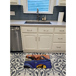 Caroline's Treasures Dachshund Dachsmobile Machine Washable Memory Foam Mat doormats, Multicolor