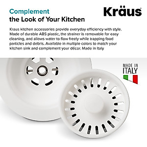Kraus Kitchen Sink Strainer for 3.5-Inch Drain Openings in White, PST1-WH