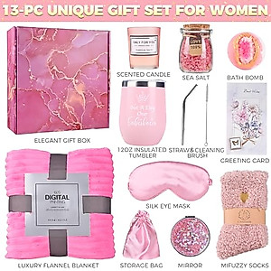 nasominako Self Care Gift Baskets for Women: Get Well Soon Care Packages with Blanket and Tumbler, Pink Gift Boxes Set for Girls, Mother, Sisters, Friends, and Cousins
