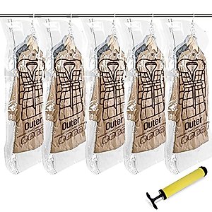 Kudias Vacuum Storage Bags, Hanging Vacuum Storage Bags, Space Saver Vacuum Storage Bags, Large Vacuum Storage Bags for Clothes (5pcs L)