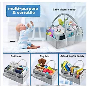 Everyday Baby Diaper Caddy organizer -Thick Heavy Duty Portable Nursery Storage Bin and Car Caddy Organizer - Felt Baby Diaper Bag for Storage with Handle –New Born Essentials Baby Gifts