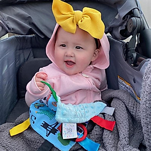 Baby Jack & Co 8x8” Learning Lovey NYC New York Tag Toys for Babies - Baby Crinkle Toys - Soft & Safe - Learn USA Cities and Shapes - Ideal Baby Toy & Gift BPA Free w/Stroller Clip