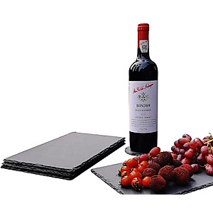 Cakocaco Set of 4 Pieces 12 x8 inch Large Slate Stone Platter Cheese Board Bulk Serving Tray For Meat Entertaining Dining Placement