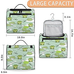 XMNYGJ Cute Dragonfly Frog Hanging Toiletry Bag for Men Women Travel Cosmetic Makeup Organizer Bag Water Resistant Large Portable Wash Case for Accessories, Toiletries, Cosmetics