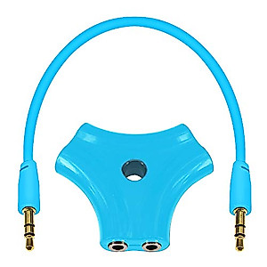 5-Way Multi Headphone Splitter, 3.5mm Audio Stereo Headset AUX Adapter 1/8” Earphone Earbuds Extension Cord, Compatible for iPod,Mp3 Player,Mobile Phone,Laptop,PC,Headphones,Speakers (Blue)