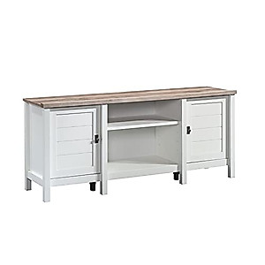 Sauder Cottage Road TV Credenza with Doors in Soft White, Soft White Finish
