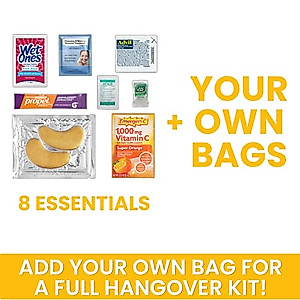 After Party Hang Over Kit Supplies for Bachelorette Party Favors, Bag Stuffers, Wedding Parties, 21st Birthdays & More - 7 Essential Drinking Supplies Per Set for by Real Vitamins (1 Set)