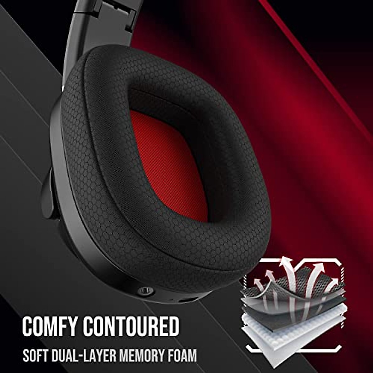 Picun 2.4Ghz/Bluetooth Wireless Gaming Headset for PC, PS5, PS4, Bluetooth Headphones with Retractable Noise-Cancelling Microphone, Soft Memory Foam Over-Ear Headsets for Cell Phone, Laptop, Computer