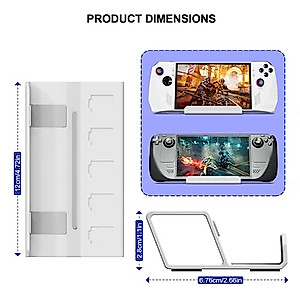 JOYTORN Stand Base Holder for ASUS Rog Ally/Steam Deck,Frosted Aluminum Alloy Playstand with SD Card Slots,Anti-Slip Silicone Pad-White