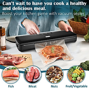 AOSION Vacuum Sealer Machine,Automatic Food Sealer for Food,Food Vacuum Sealer Automatic Air Sealing System for Food Storage Dry and Moist Food Modes with 15 pcs Sealer Bags,LED Indicator Lights,