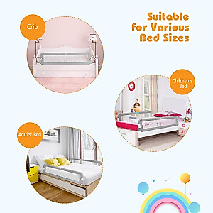 HONEY JOY Bed Rail for Toddlers, 59-in Extra Long, Portable Safety Bed Guardrail, Foldable Baby Bed Rail Guard, Fit King & Queen Full Twin Size Bed Mattress(Gray)