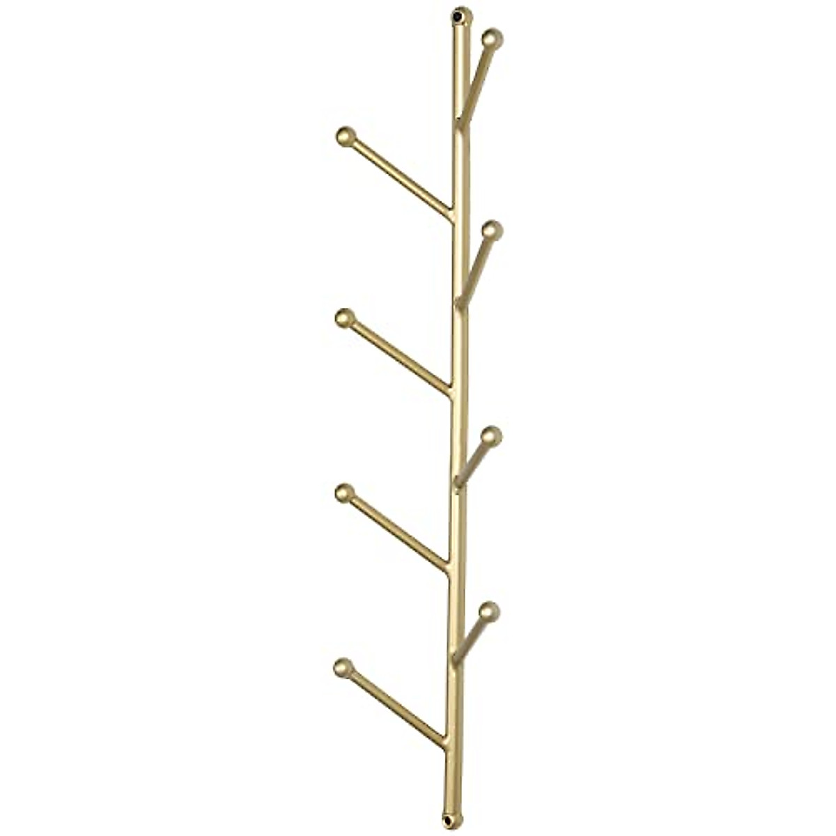 MyGift Gold Tone Metal Coat Rack, Wall Mounted Hat/Garment Hanging Rack with 8 Tree Branch Style Hanger Hooks