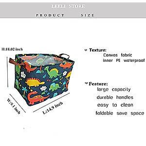 LEELI Laundry Hamper with Handles Collapsible Canvas Laundry Basket,Waterproof Storage Basket Home Organizer for Nursery,Clothes,Toys,Baby Hamper