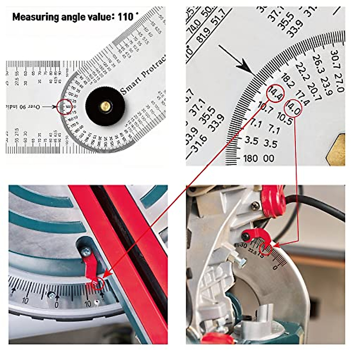 Miter Saw Protractor, Smart Protractor, Precisise Product, Heat-treated aluminum material, Crown Molding Tool, 360 Degree Rotational Construction Protractor for Carpenters