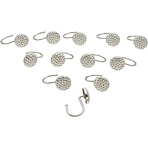 Amazon Basics Shower Curtain Hooks - Hammered Circle, Nickel