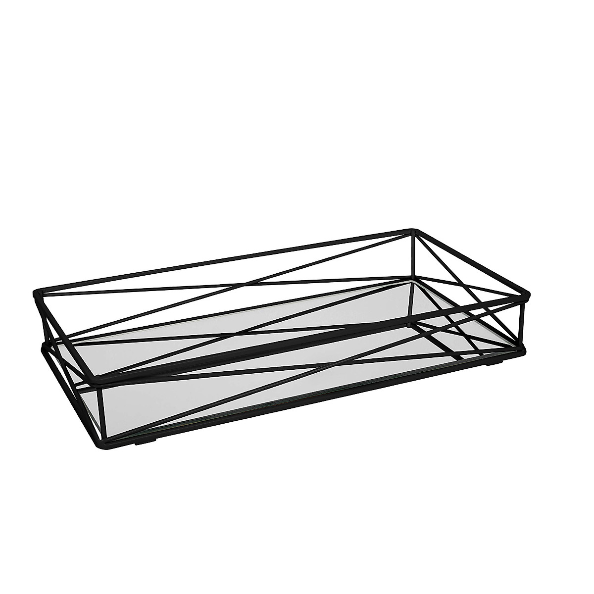 Home Details Tank Matte Black, for Perfume, Jewelry, Toiletries, Bathroom, Coffee Table, Decor Vanity Tray, 14"x 7"x 2"