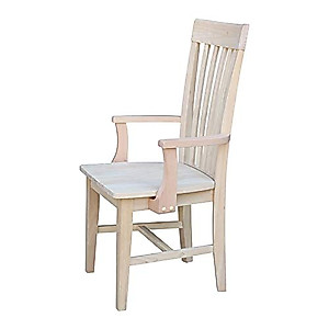 International Concepts Tall Mission Chair with Arms, Unfinished