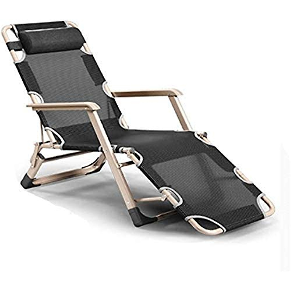 XZGDEN Lightweight Camping Chairs Garden Loungers Folding Chair Lazy Chair Outdoor Living Room Office Siesta Breathable Backrest Chair Folding Chair (Color : Black)