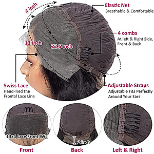 13x4 Lace Front Wigs 26Inch Body Wave 180 Density Ceramic 10A Glueless Human Hair Wigs for Black Women Brazilian Virgin Hair Pre Plucked Bleached Knots Natural Color