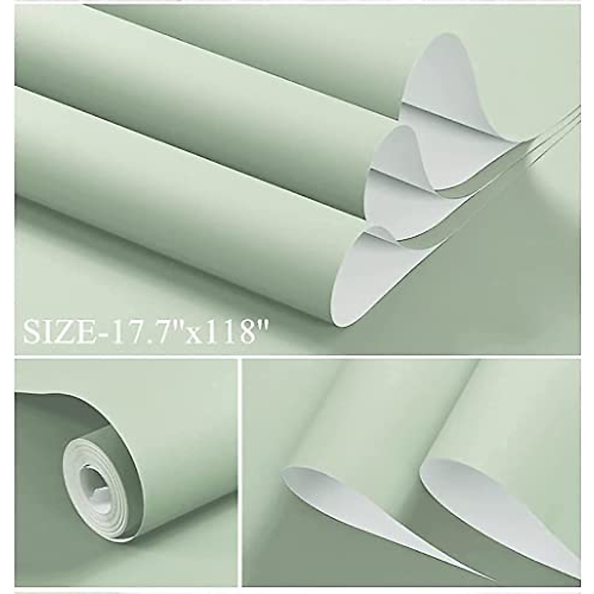 Dimoon Wallpaper78.7 x17.7 Green Peel and Stick Wallpaper Light Green Contact Paper Solid Pure Green Self Adhesive Wallpaper Removable Wallpaper Green Wall Paper Textured Shelf Drawer Vinyl Roll