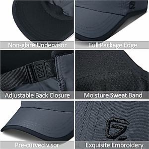GADIEMKENSD Mens Hats Baseball Cap UPF 50+ Sun Quick Dry Lightweight Breathable Trucker Hat Outdoor Hiking Fishing Run Golf Sports Mesh Hats Running Hat Quick Drying for Men Women Mens Dark Gray XL