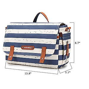 Baby Diaper Stroller Bag - Diaper Caddy Tote Baby Stroller Bag Nursery Storage Bin for Diapers, Wipes & Toys Diaper Bag With Stroller Hooks, Classic Stripes (Blue)