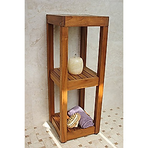 AquaTeak The Original Sula Square Three Tier Teak Bath Stand