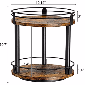 Creso hom Lazy Susan Organizer 2 tier Rotating Spice Racks, Lazy Susan 360 Degree Turntable Spice Holder Rack for Cabinet and Kitchen Countertop, Rustic Brown