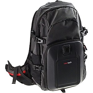 Navitech Action Camera Backpack & Red Storage Case with Integrated Chest Strap - Compatible with DragonTouch Vision 3 Pro Action Camera