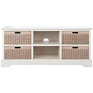 SAFAVIEH Home Collection Landers Distressed White 4-Drawer Media Stand (up to 55-inch Flat Screen TV)