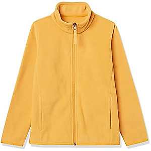 Amazon Essentials Boys' Polar Fleece Full-Zip Mock Jacket - Discontinued Colors, Mustard Yellow, Medium