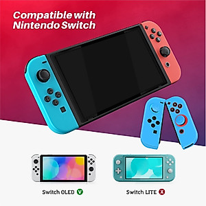 TNP Joycon Case for Nintendo Switch - Silicone Joy Con Case for Nintendo Switch & Switch Oled - Protective Switch Controller Case Cover with Thumb Grip Caps for Nintendo Switch Joycon (Black)