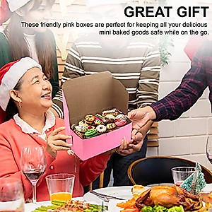 MT Products Pink Cookie Boxes - Size 8" x 5" x 3 1/2" (25 Pieces) Clay Coated Kraft Bakery Box No-Window - Made in the USA